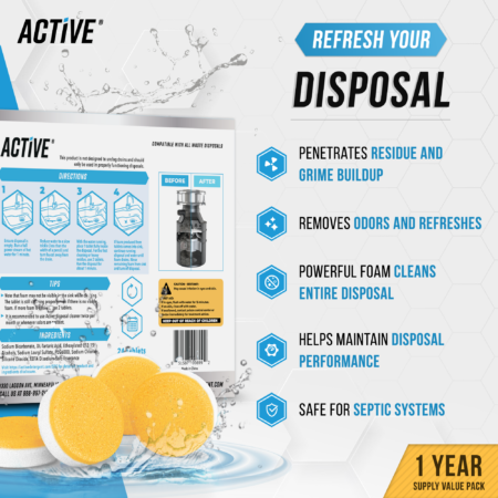 Active Garbage Disposal Cleaner & Deodorizer - 24 Pack Tablets