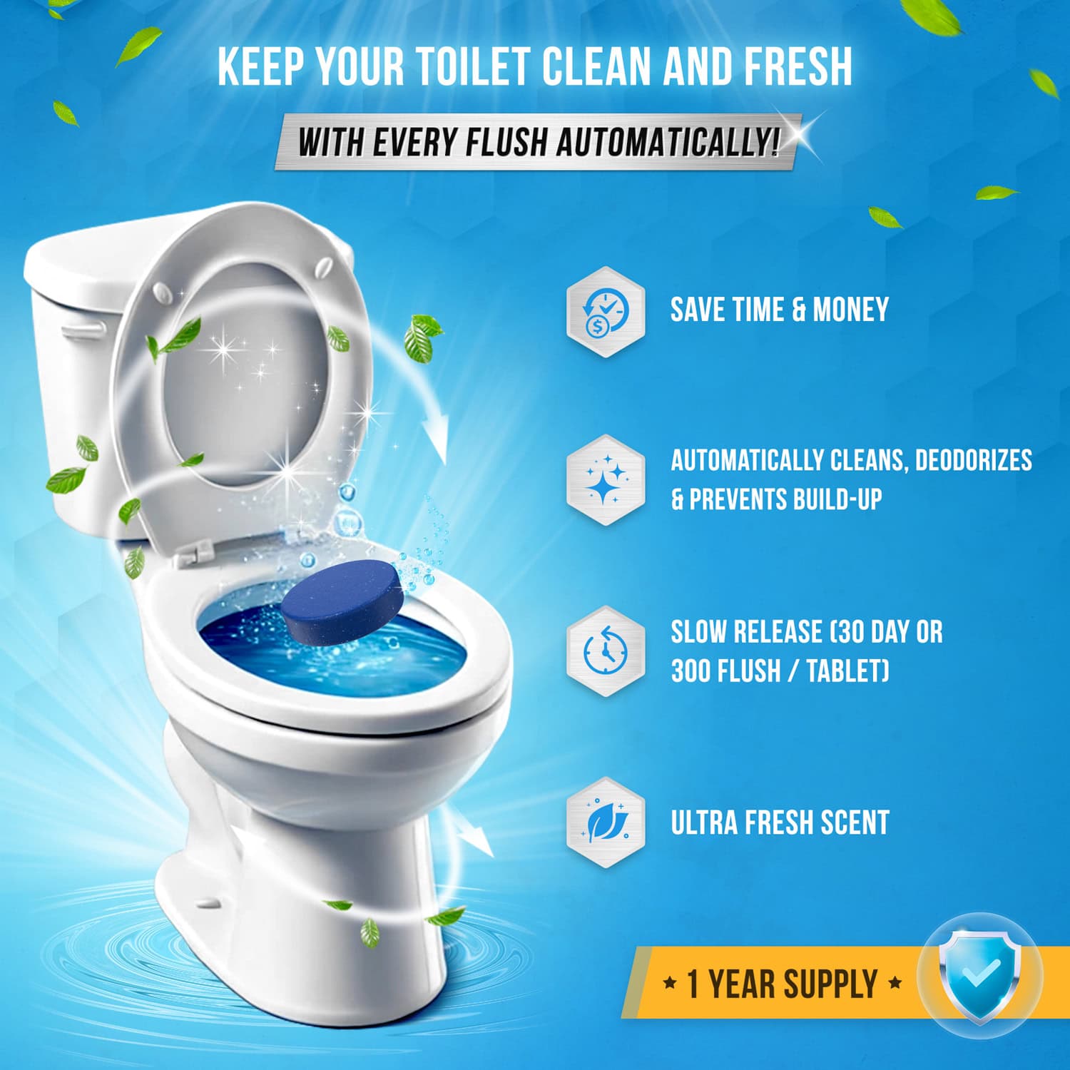 ACTIVE Automatic Toilet Bowl Cleaner Tablets - Blue Gel