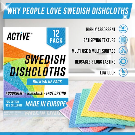 ACTIVE Swedish Dishcloths - Reusable Paper Towel Sponges