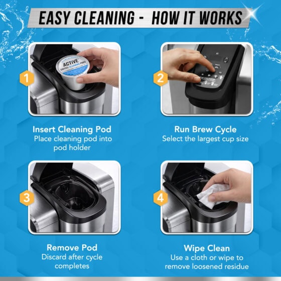ACTIVE Coffee Maker Cleaning Pods - Rinse Single Cup Machine